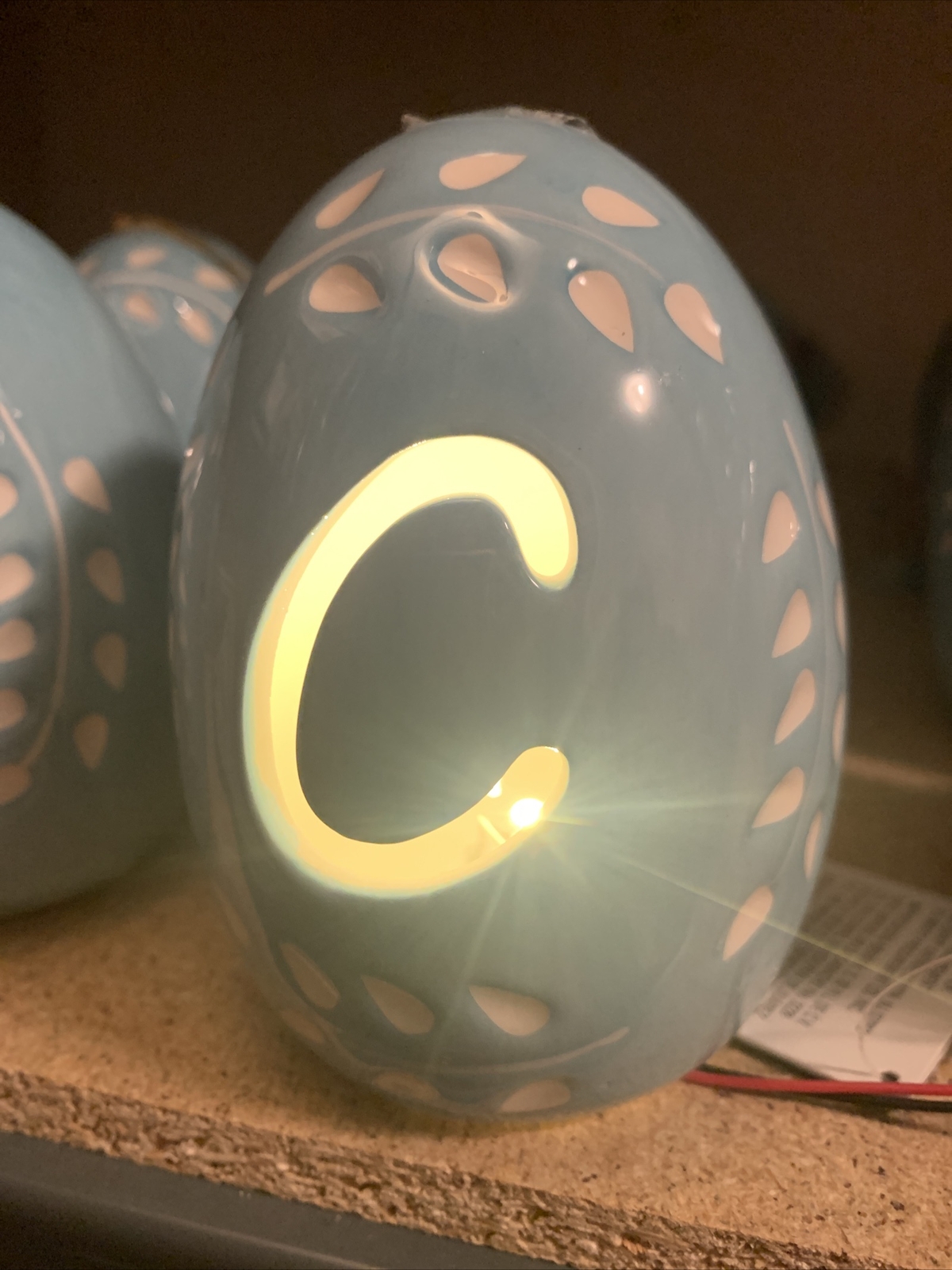 Easter Light Up Monogram Egg Letter "C” Blue Decorative Easter Egg 2.5 ...
