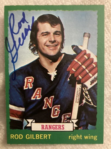 Rod Gilbert Rangers HOF 1973-74 OPC Autographed Signed Card IP | eBay