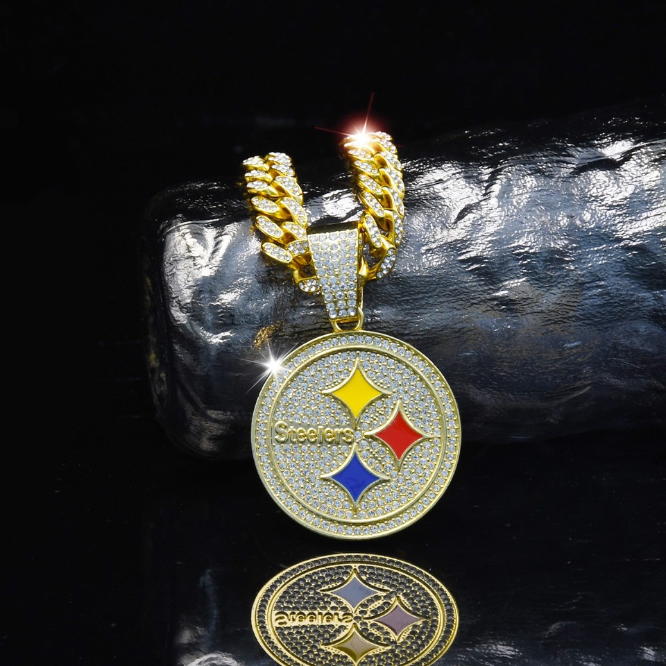 Pittsburgh Steelers NFL GEM Gold Silver Men NECKLACE Hip Hop 20 ...