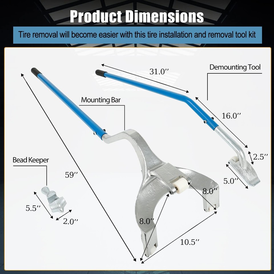 17.5" - 24.5" Tire Changer Mount Demount Removal Tool Tubeless Extra ...