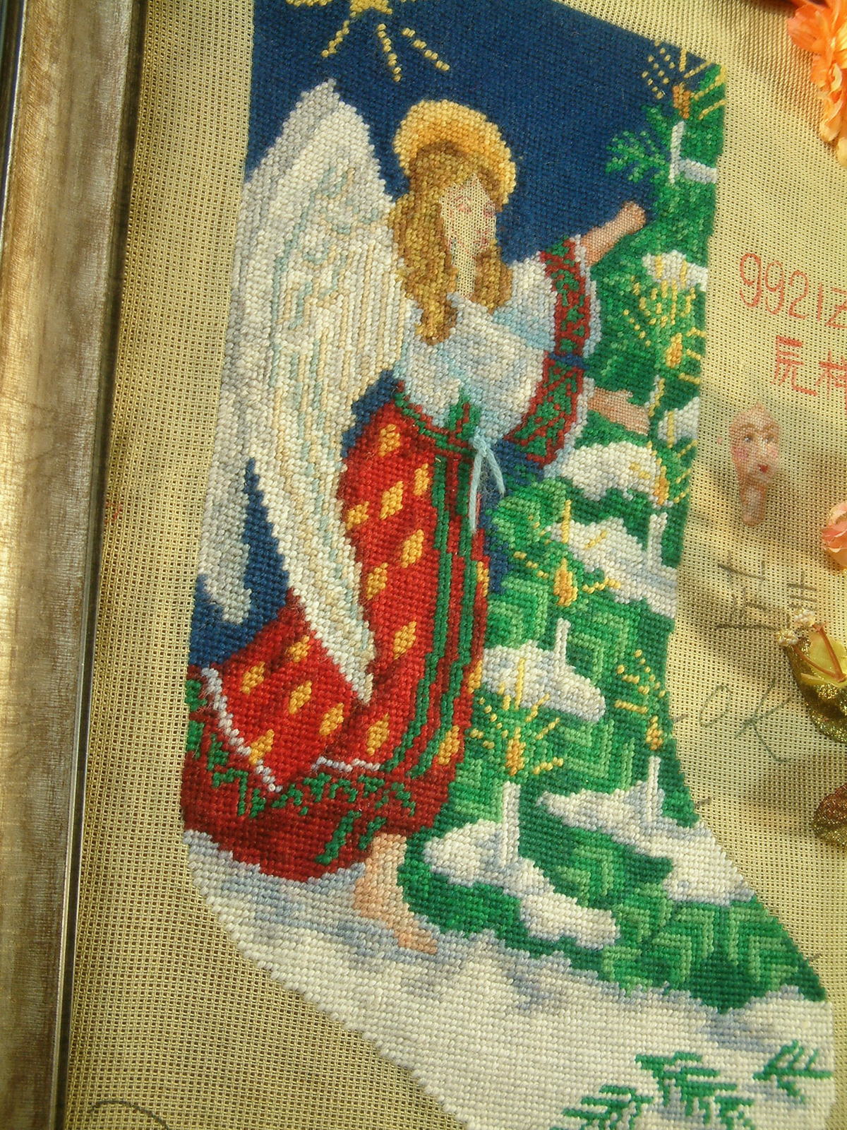 Beautiful Fairy Angel Xmas Stocking Preworked Needlepoint Canvas | eBay