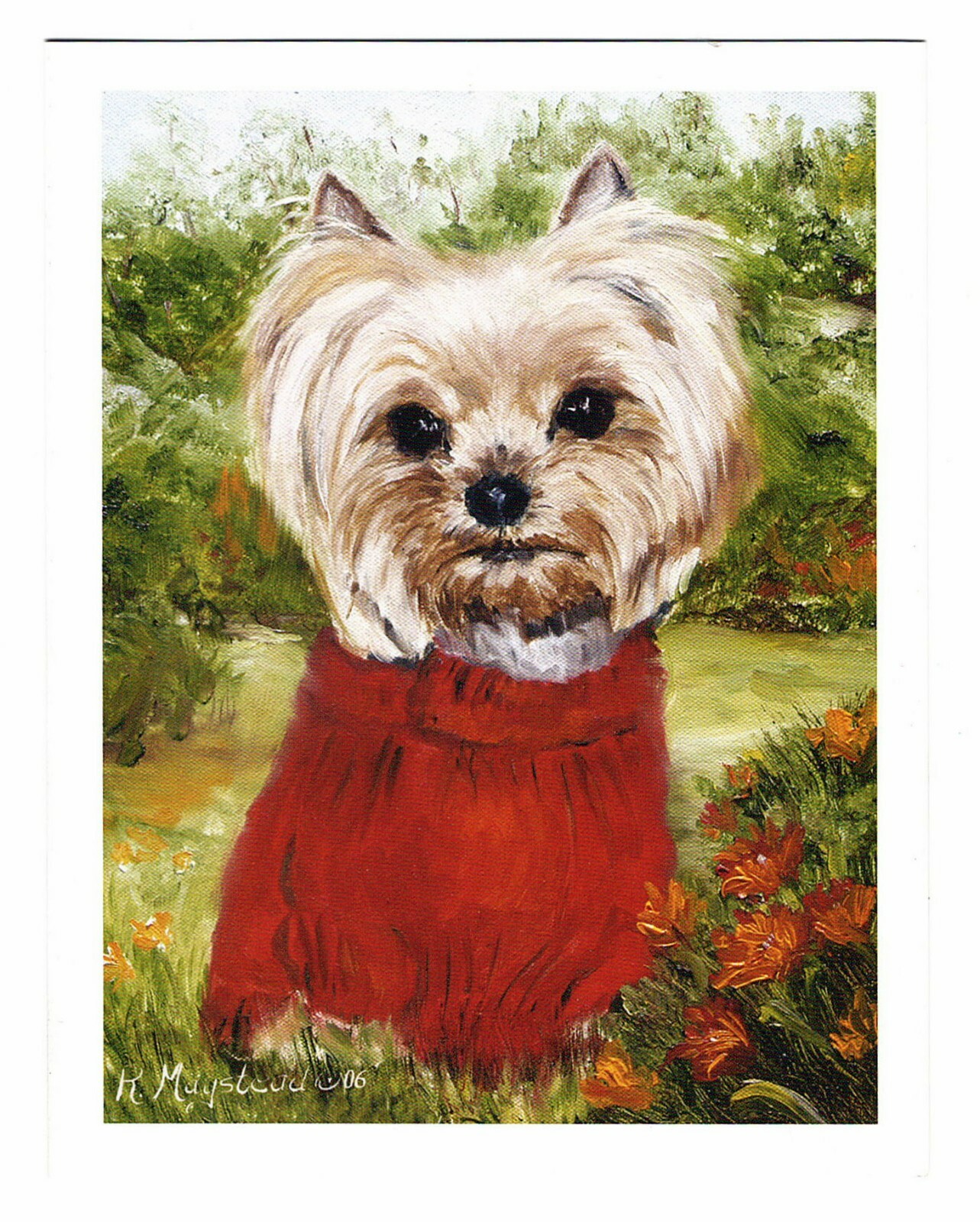 New Yorkshire Terrier Puppy Yorkie In Garden Notecards Set of 6 By Ruth ...