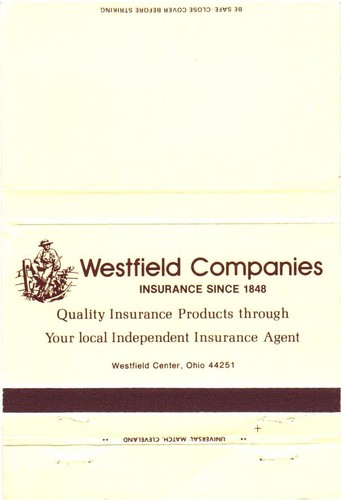 Ohio Westfield Companies Insurance Since 1848 Vintage Matchbook Cover ...