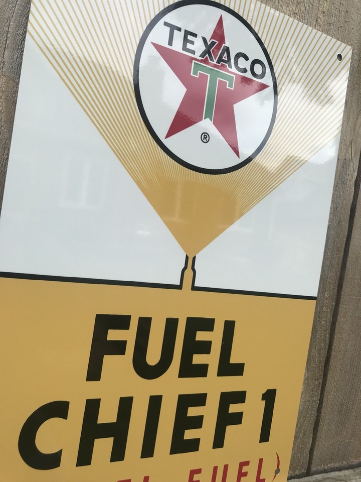 Texaco Fuel Chief Diesel 1 Gasoline metal sign baked Oil Gas Pump Plate ...