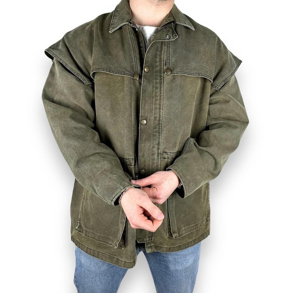 90s Vtg Carhartt CW042 Worsterlon-Lined Sandstone Cape Coat Rancher ...