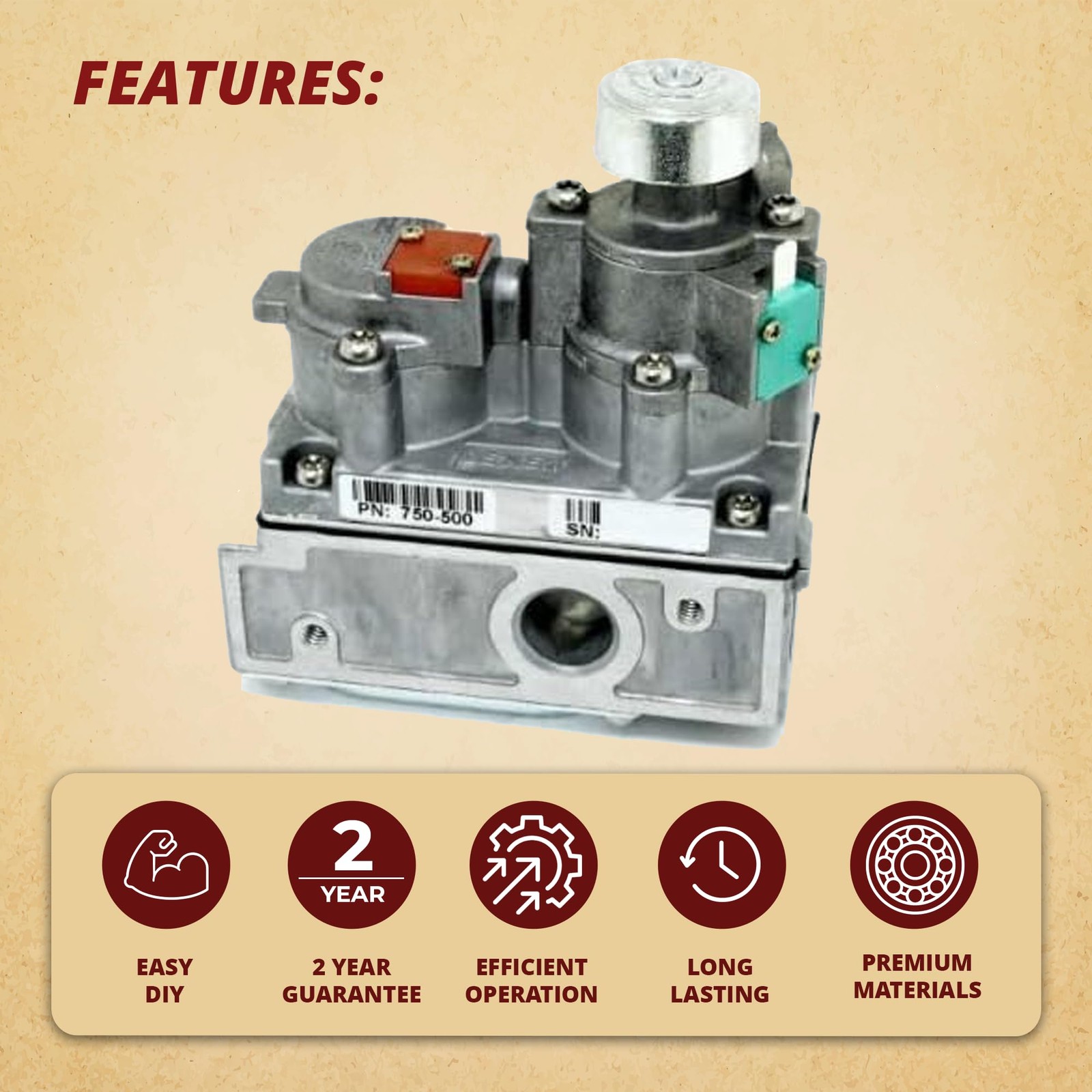 HHT 750-500 Dexen IPI Natural Gas Variable Valve for QuadraFire, Heat-n ...