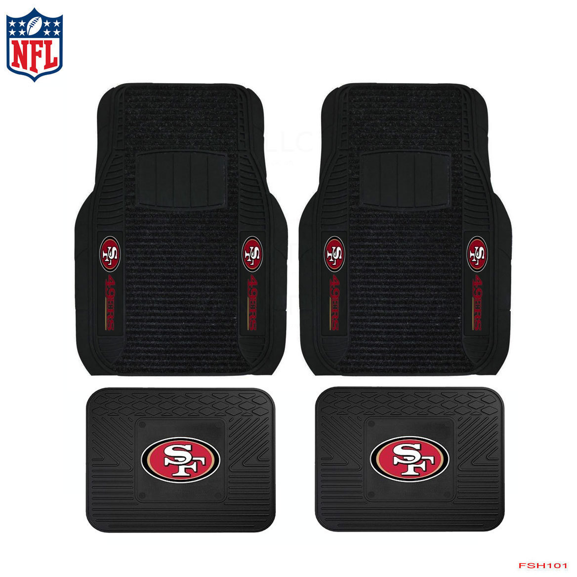 4pcs NFL San Francisco 49ers Car Truck Front Rear Rubber Heavy Duty ...