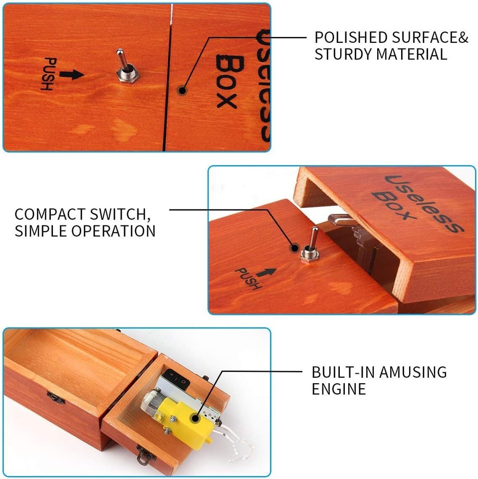 Useless Box Leave Me Alone Machine Fully Assembled in Real Wood（Brown） | eBay