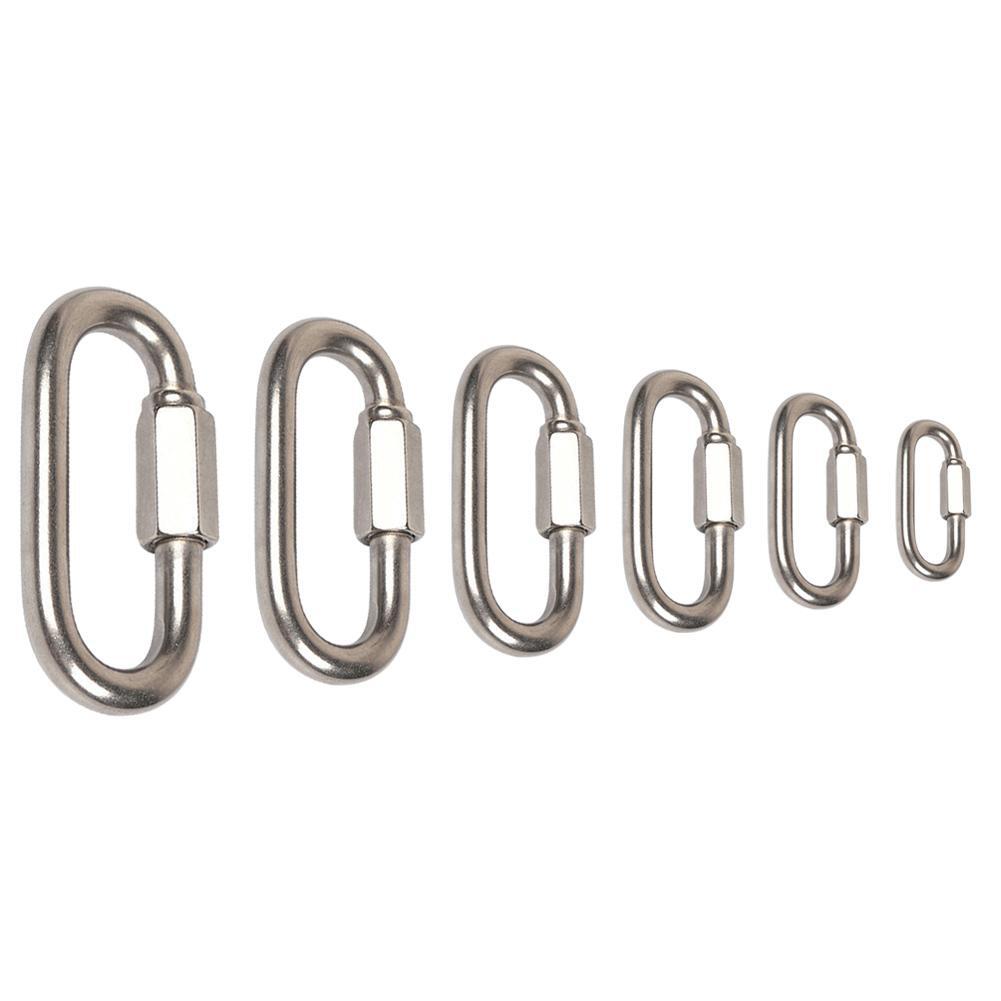 10pcs Stainless Steel Screw Lock Quick Links Climbing Carabiner Hook ...