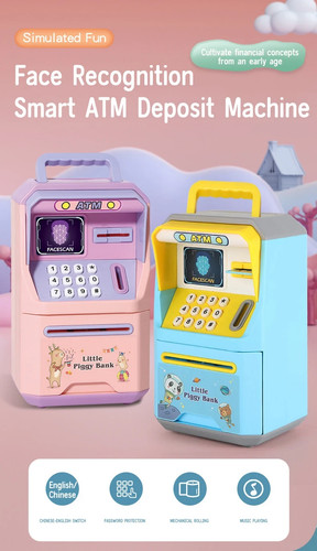 New ATM Machine Safe Box Money Bank ATM Music Coin Box Cartoon Bank ...