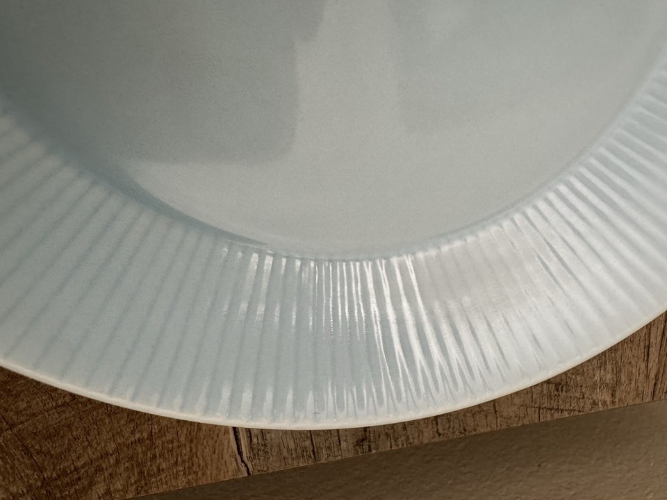 Crate & Barrel Light Blue Pasta Bowls Shallow Ribbed Edge Set Of 2 Sri ...