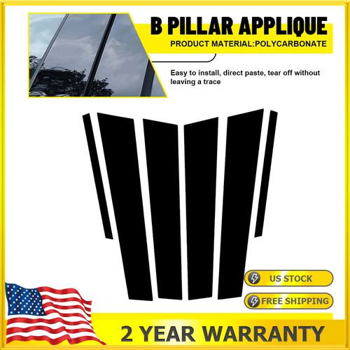 6pcs Black Posts Pillar Window Door Trim Cover Piano Fit Dodge Charger ...