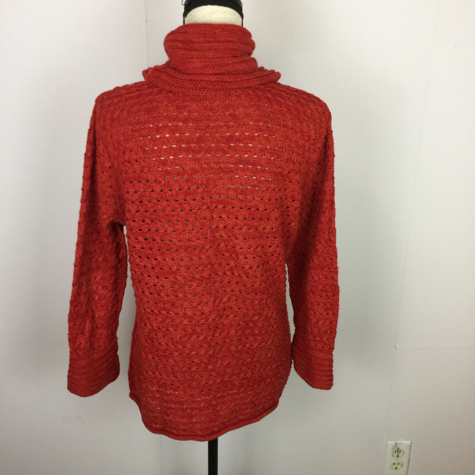 NOMADIC TRADERS Sweater Size S Womans Red Ramie Open Knit Turtleneck ...