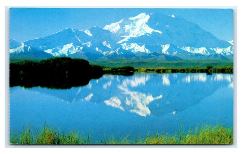 Postcard Mt McKinley (20,320 ft) high in reflection, Alaska AK 1990 ...