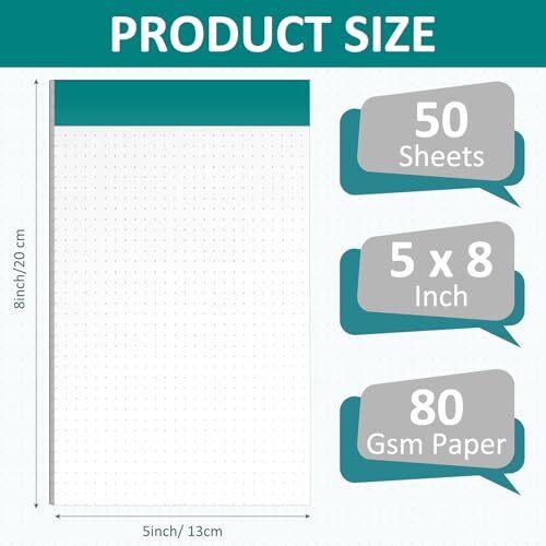 Pack Graph Paper Pad Legal Pads 5xNotepad 50 Sheets to Do List 8 Dot ...