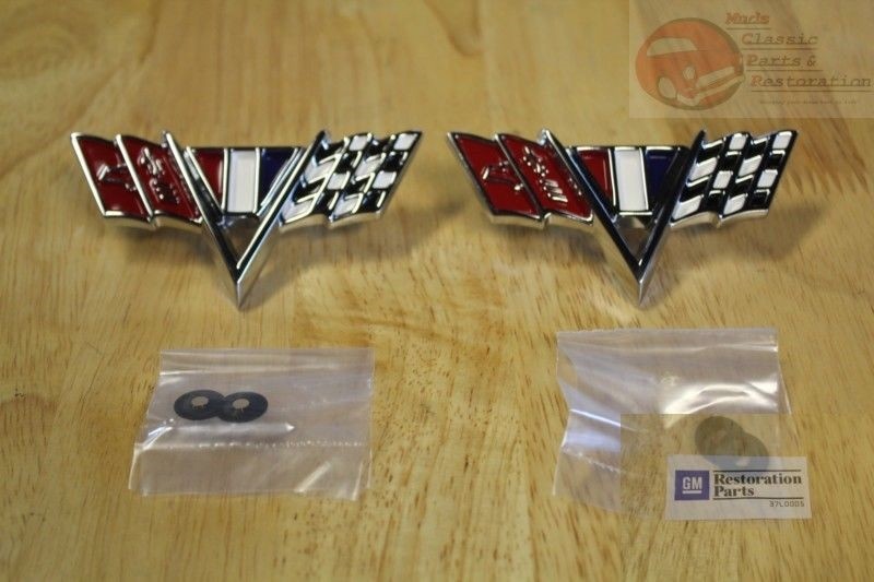 64-67 Chevy Impala Chevelle Nova Camaro Fender Emblem Flags GM ...