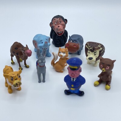 Vintage 1960s, Hong Kong, Set of Zoo Animal Figurines, Lot of 10 Pieces ...