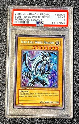 YUGIOH FL1-EN001 BLUE-EYES WHITE DRAGON SECRET RARE PROMO LEGACY PSA 9 ...