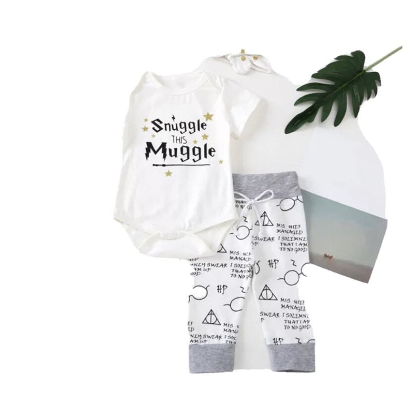 Snuggle This Muggle Outfit Bodysuit Pants Set Unisex Outfit Wizard Set ...