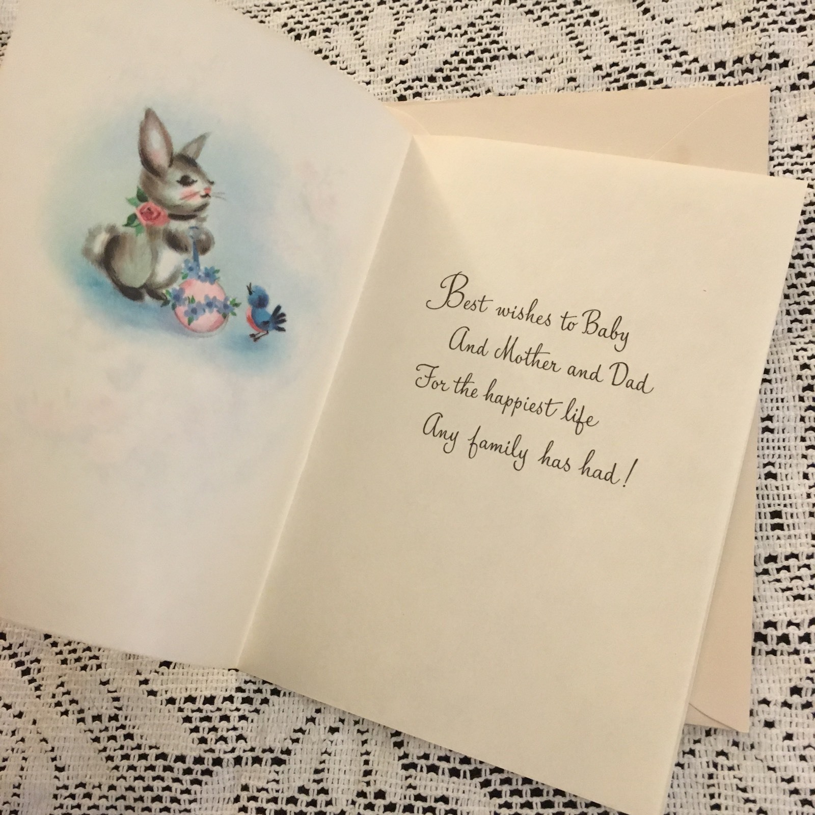 Vintage Greeting Card Baby Congrats Bunny Rabbit Cute | eBay