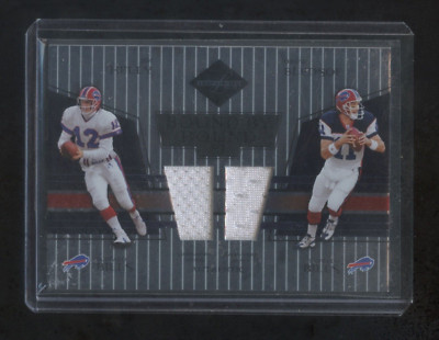 2004 LEAF LIMITED JIM KELLY-DREW BLEDSOE DUAL GAME WORN JERSEY SP #ED ...