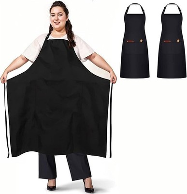 2 Pack Plus Size Chef Apron Large Adjustable Aprons with 2 Pockets for ...
