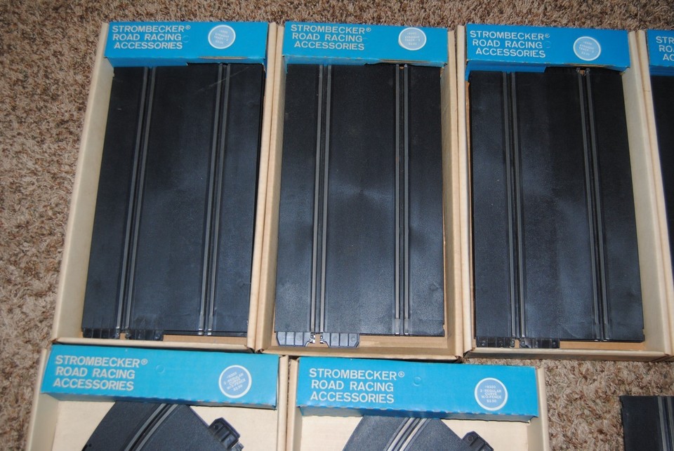 Vtg Strombecker 1/32 Slot Car Track Lot Straight Curved Lane Change Lap ...