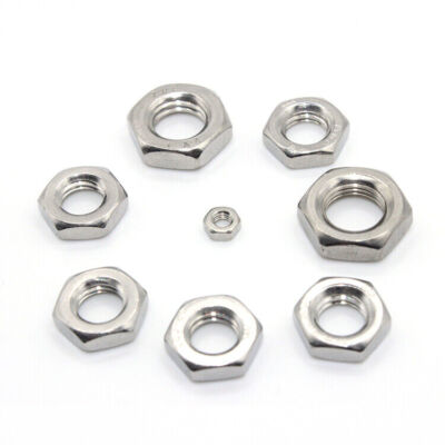 M10 HEXAGON HALF NUTS THIN HALF LOCK NUT A2 STAINLESS STEEL DIN 439 ...