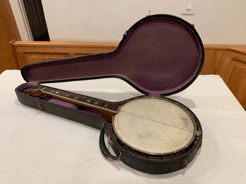 Vintage Unbranded Tenor 4-String Banjo Project w/Open Back & Inlays ...