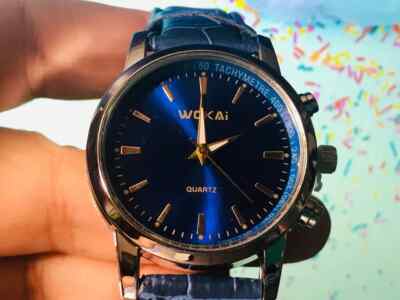 Men's Watch - Wokai - Blue Face w/Faux Leather Band - Quartz Movement ...
