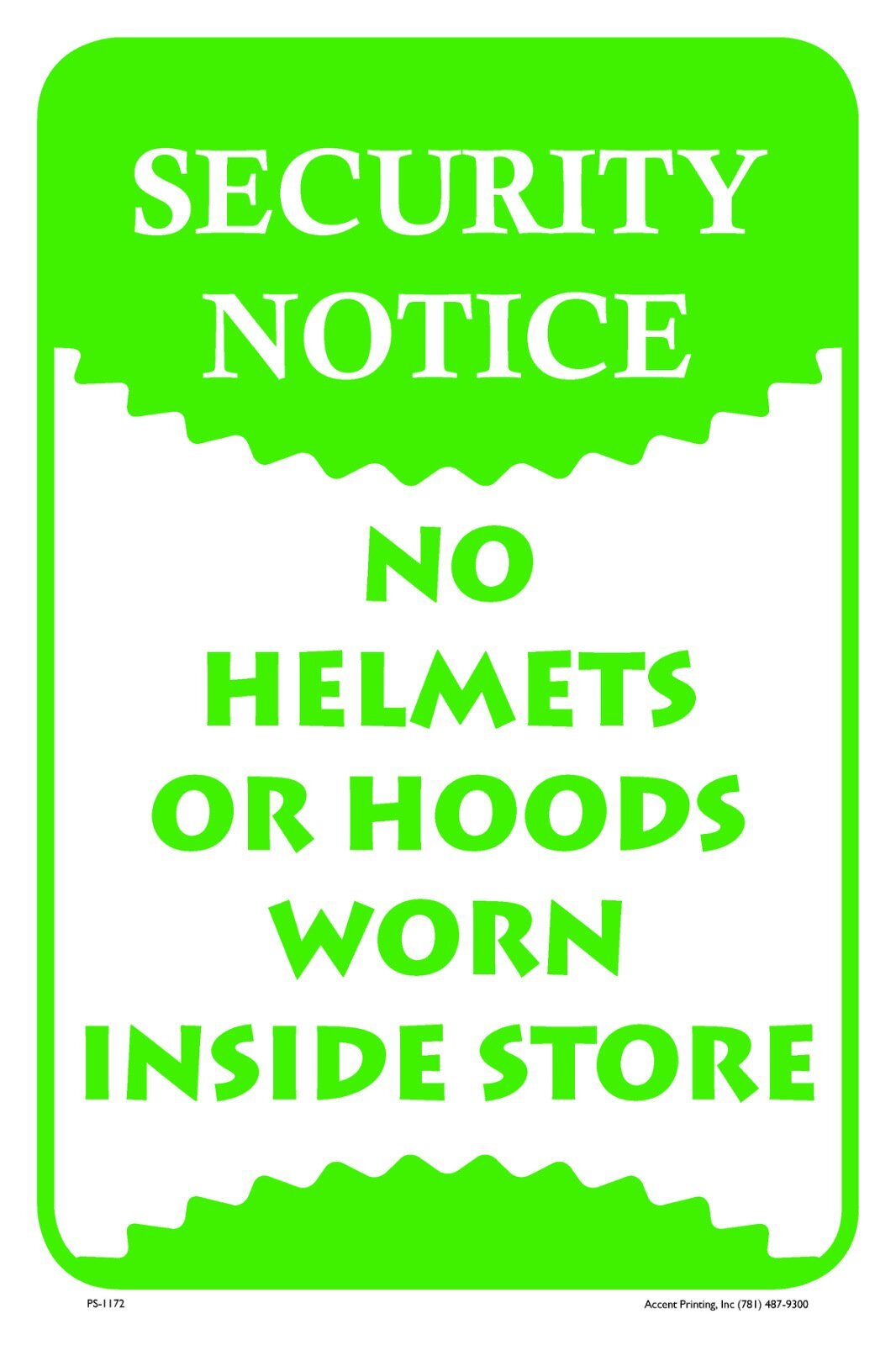 Security Notice No Helmets Or Hoods Worn Inside Store | Plastic Sign | eBay