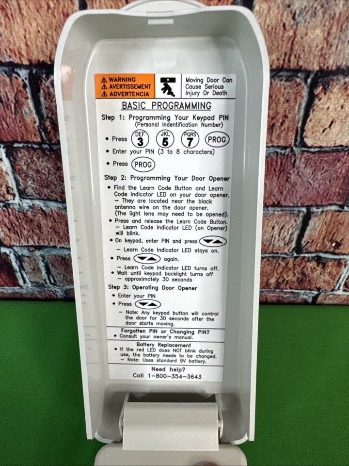 Genie ACSD1G Intellicode Wireless Keyless Entry Garage Door Keypad ...