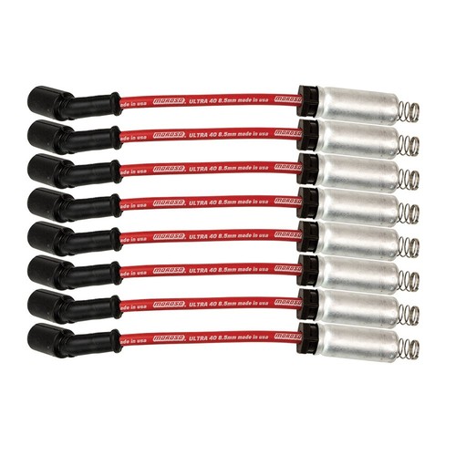 Moroso Spark Plug Wire Set 73740; Ultra 40 8.5mm Red w/shields 9.75 in ...