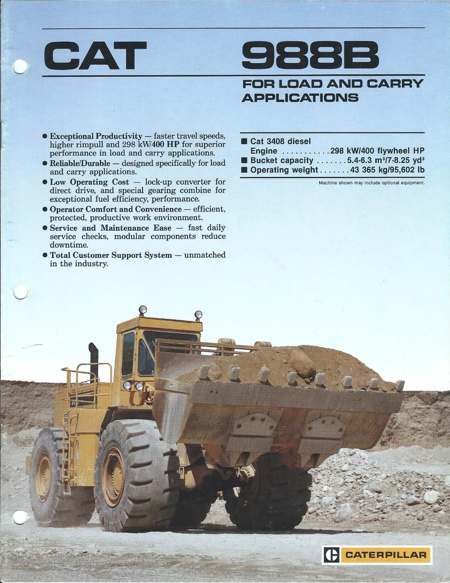 Caterpillar 988B Spec Sheet AEHQ2728, 45% OFF