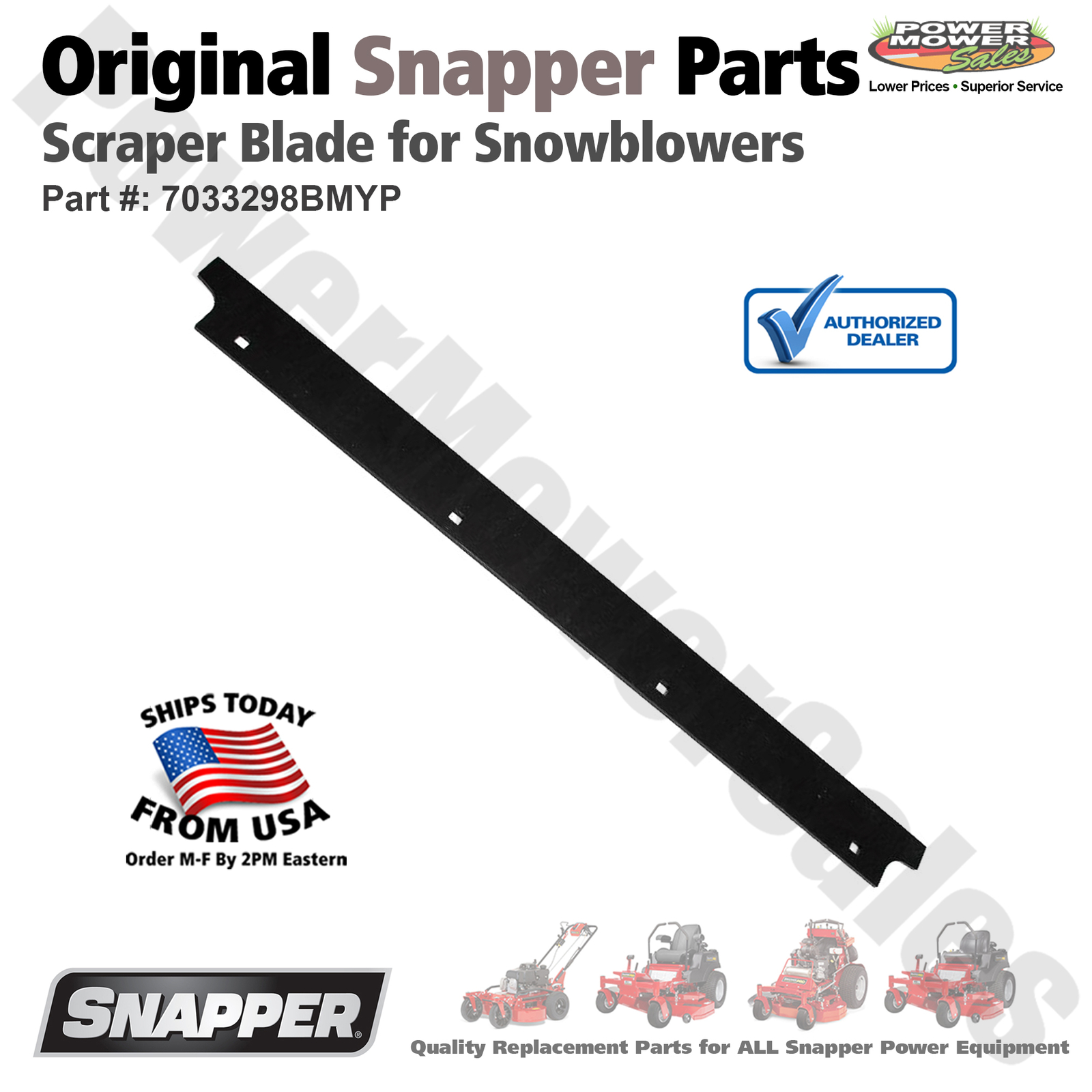 Genuine OEM Snapper Scraper Blade for Snowblowers / I7242E, EI7243 ...