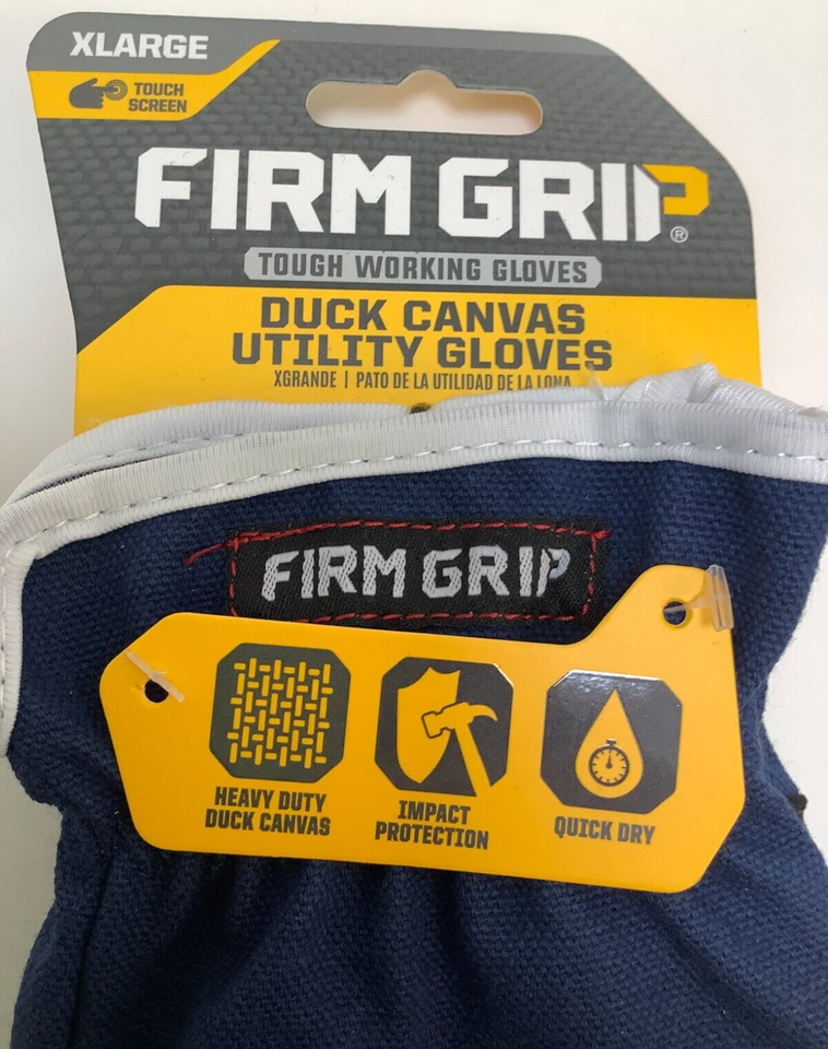 Firm Grip Duck Canvas Utility Gloves, X Large, Touch Screen, Navy Blue ...