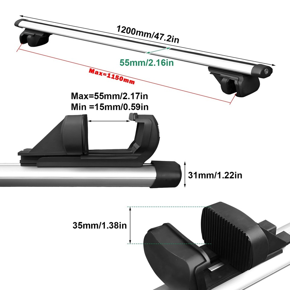 Lockable Aluminium Roof Rack Bars For VW Passat B2, B3, B4, B5, B6 & B7 ...