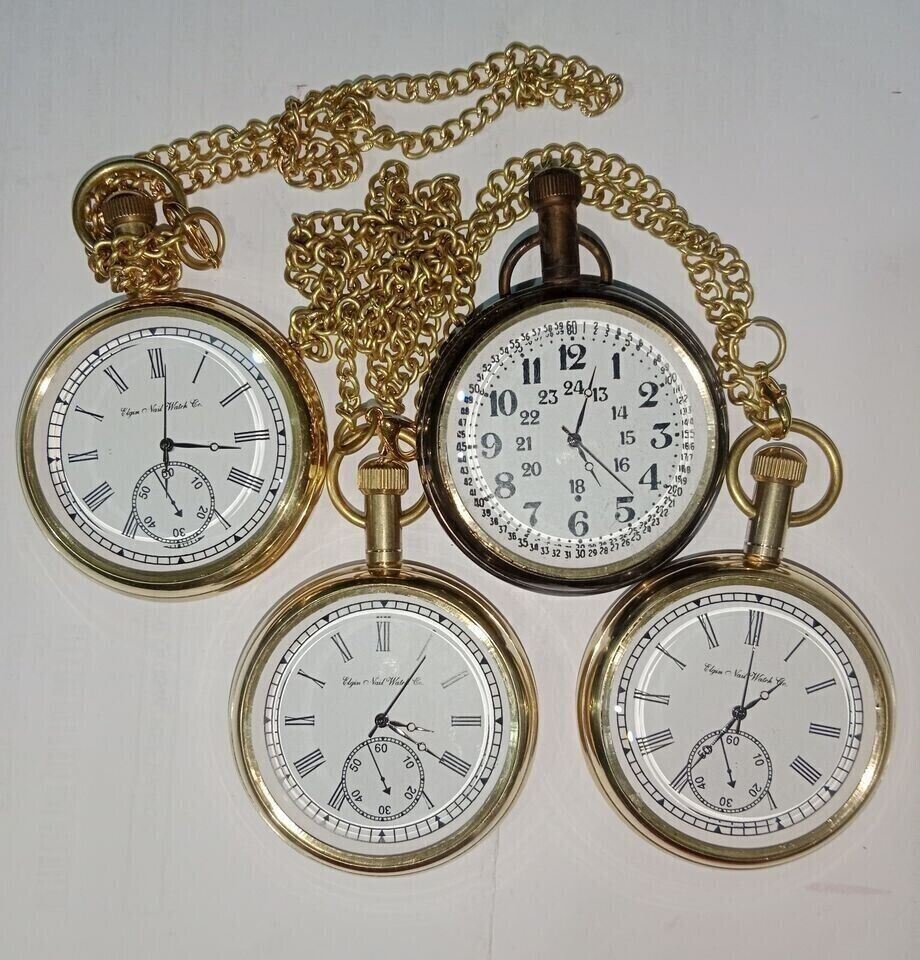Lot of 8 vintage elgin pocket Watch Collectible Antique Brass Pocket ...