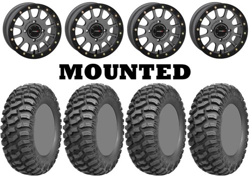 Kit 4 AMS M1 Evil Tires 30x10-15 on System 3 SB-5 Beadlock Matte Gray ...