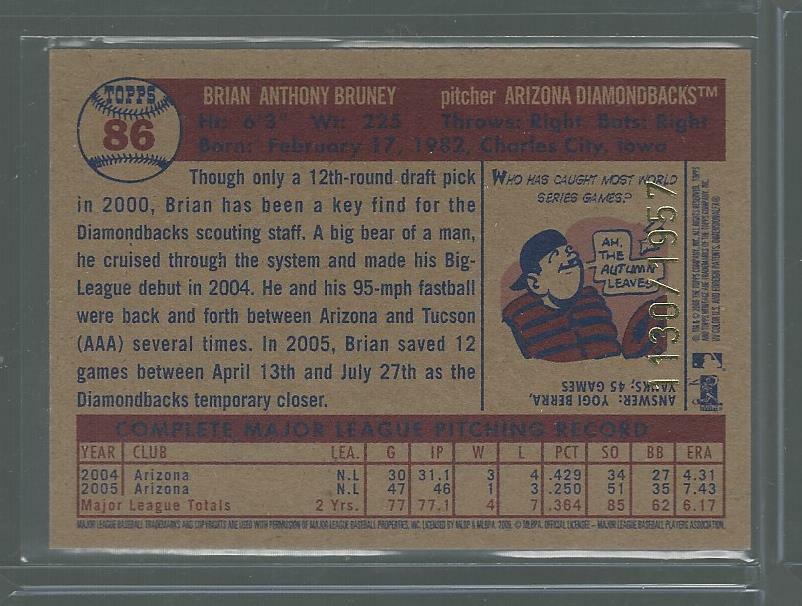 2006 TOPPS HERITAGE CHROME BRIAN BRUNEY DIAMONDBACKS SHORT PRINT RARE ...
