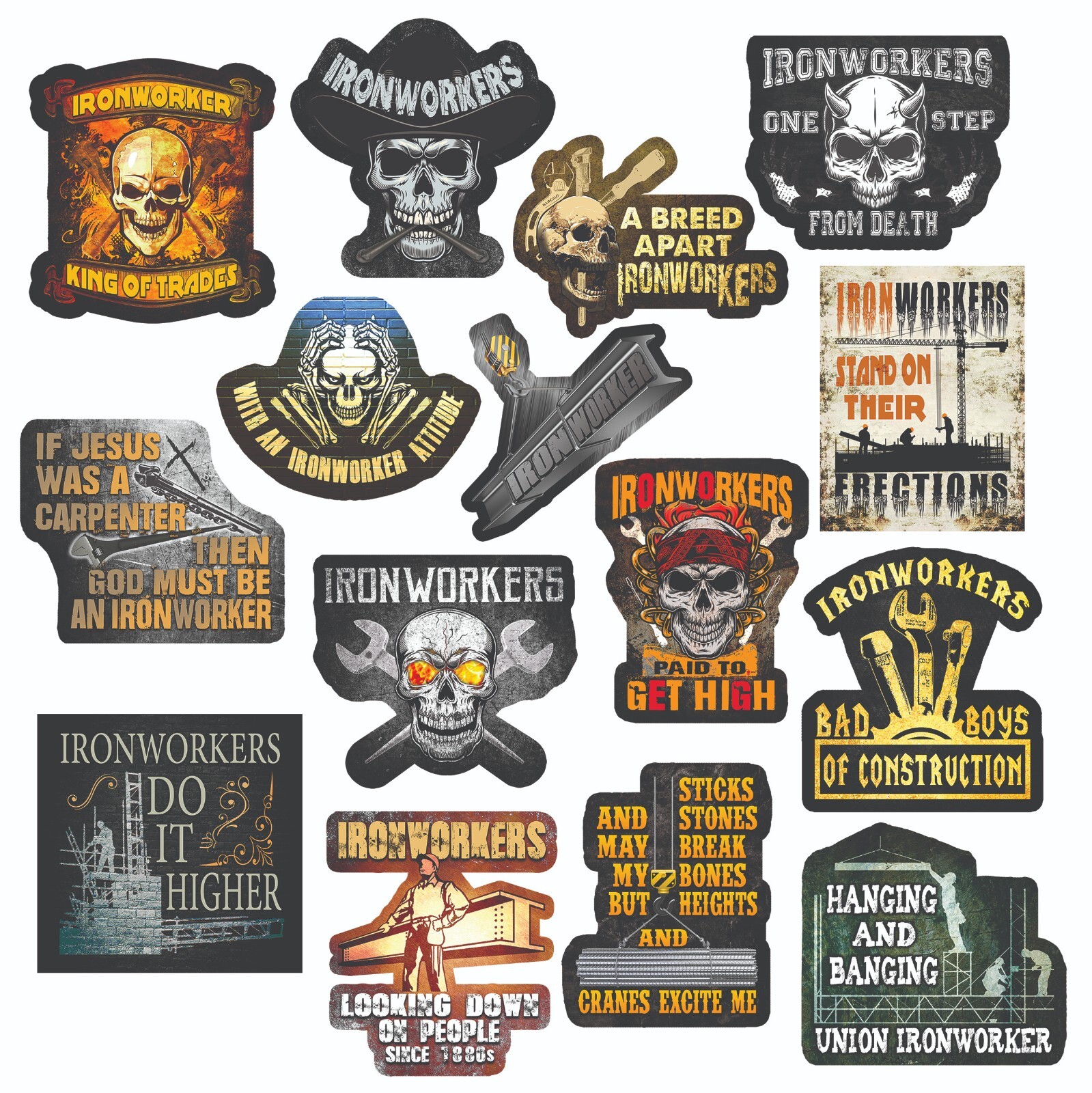 Ironworker Stickers – Hard Hat Stickers for Iron Workers - Pack of 15 ...
