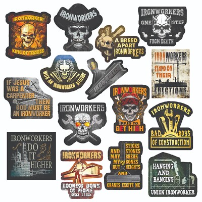 Ironworker Stickers – Hard Hat Stickers for Iron Workers - Pack of 15 ...