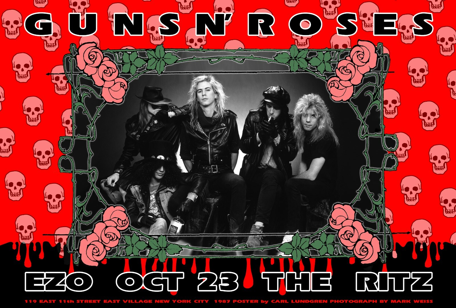 GUNS N' ROSES EZO THE RITZ Original Grande Ballroom Artist Carl ...