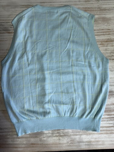 Masters Clubhouse Collection Sweater Vest Mens Large Blue Yellow Cotton ...