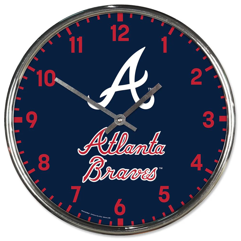 Atlanta Braves Clock Round Wall Style Chrome | eBay UK