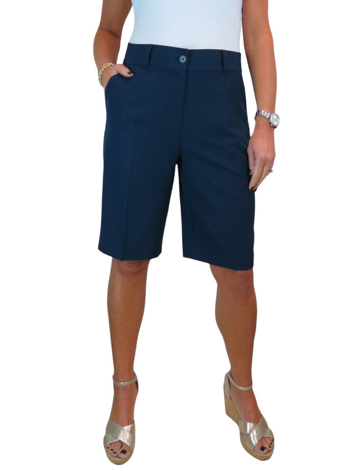 Ladies High Waist Tailored Knee Length Shorts Summer Smart Casual Day ...