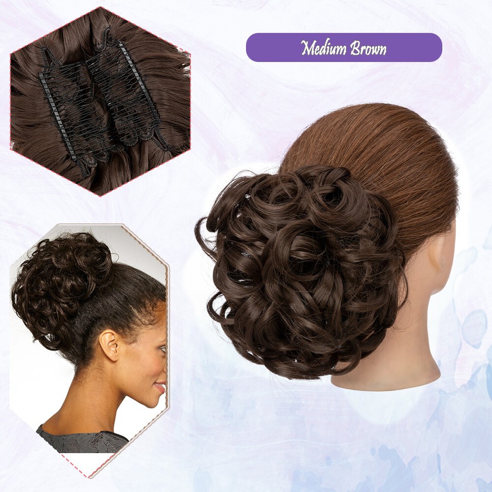 THICK Chignon Wedding Messy Bun Piece Updo Clip in as Human Hair ...