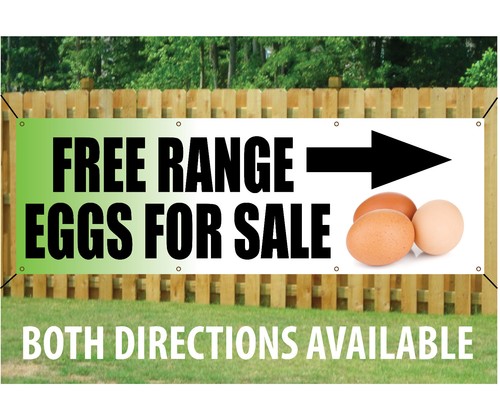 FREE RANGE EGGS FOR SALE OUTDOOR SIGN waterproof banner PVC with ...