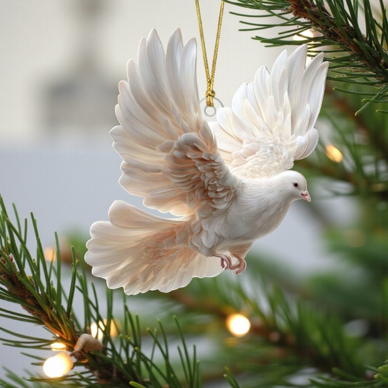 White Dove Christmas Ornament Acrylic Peace Memorial Doves Wedding Gift ...