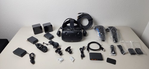 HTC Vive VR Headset Full Kit 🔥 Deluxe Pro Audio + NEW Controllers/Base ...